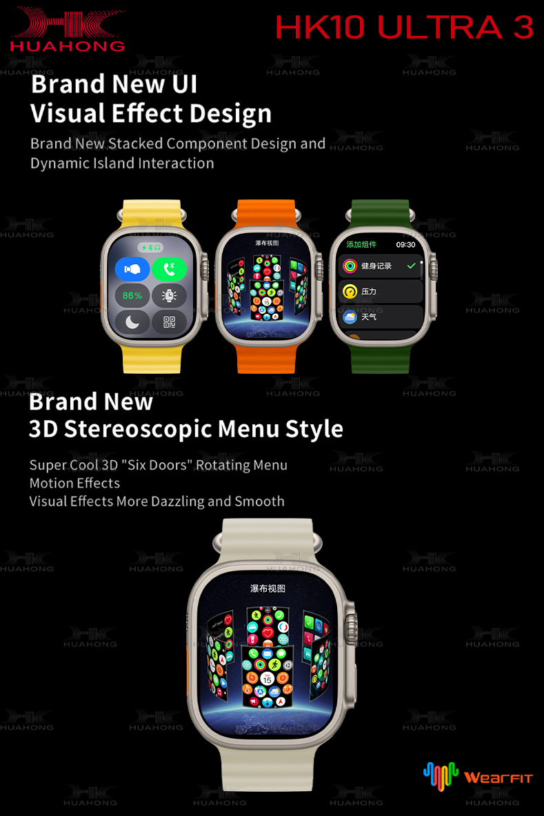 2024 HK10 Ultra 3 AMOLED Smart Watch Men Women G-sensor Dial ChatGPT NFC Compass Photo Album ...