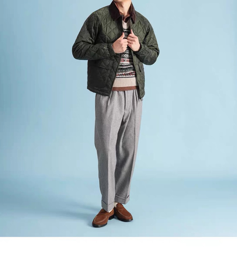 OKONKWO Corduroy Dom Quilted Jacket Coat Diamond Grid Cotton Clothes ...