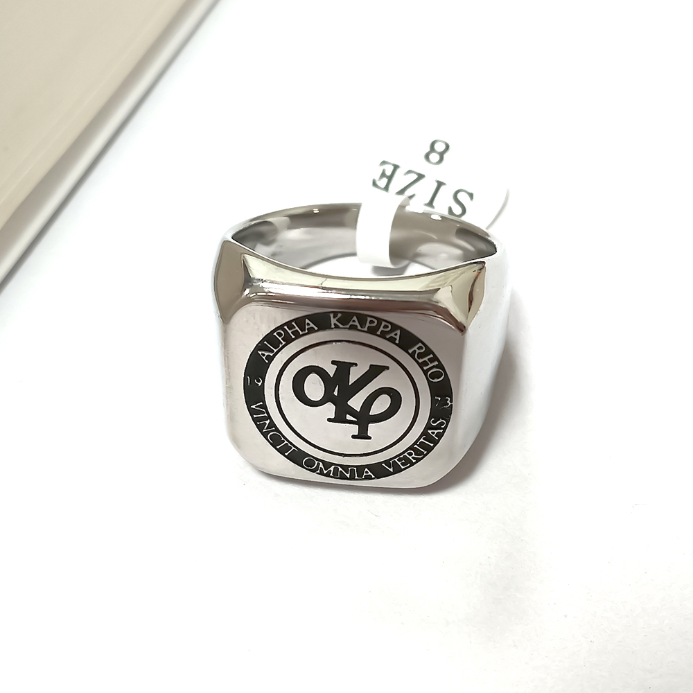 Laser Engraving Alpha Kappa Rho Ring Size 7-13 Gold Silver Black High ...