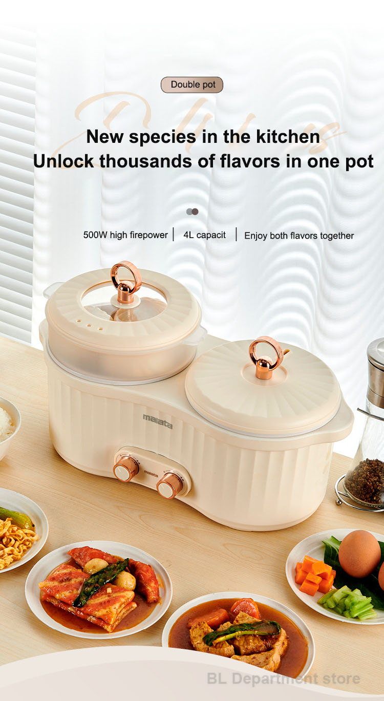 Multifunctional Dual Electric Cooker 2L+2L Large Capacity Home ...