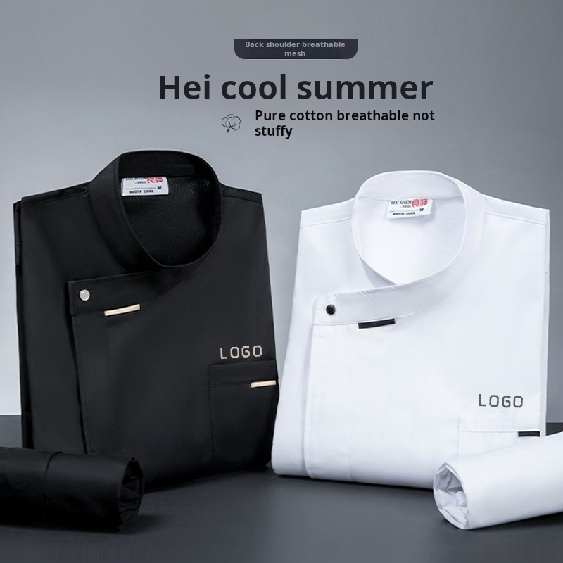 Ready Stock Chef uniform short-sleeved suit hotel restaurant breathable ...
