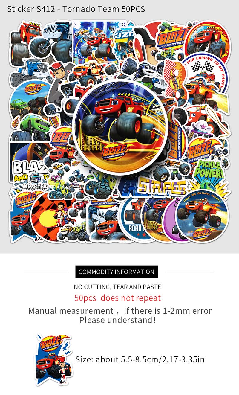 50PCS Blaze and the Monster Machines Sticker DIY Laptop Luggage ...