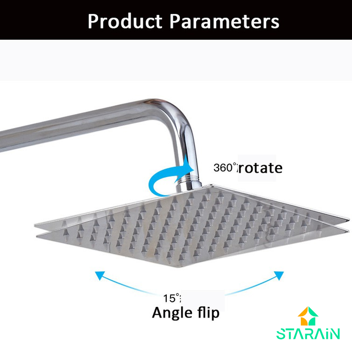 304 Stainless Steel Square Shower Set Square Round Shape With Two Way ...