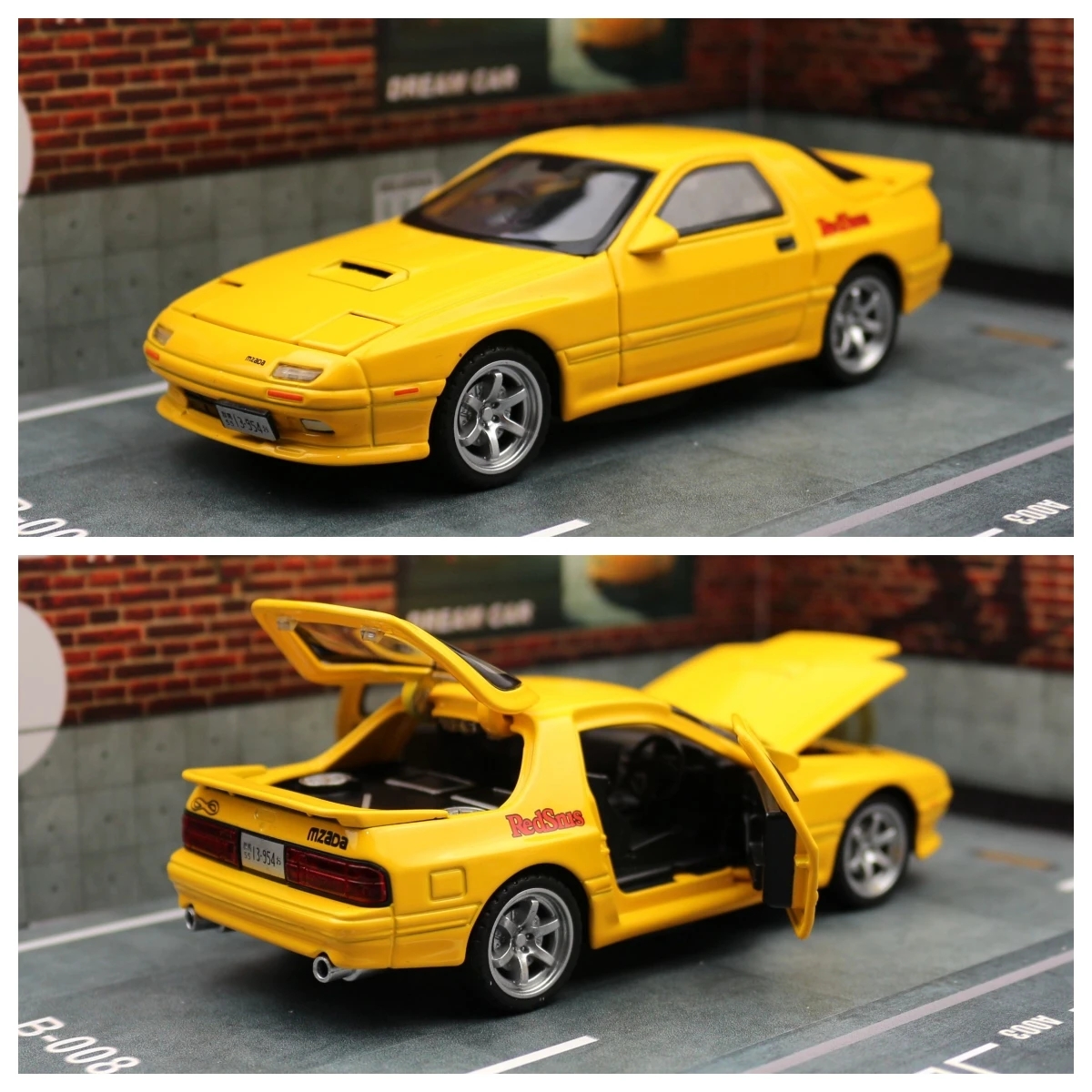 Diecast car 1:32 Mazda RX7 Initial D RX-7 Toy Car Model Diecast Racing ...