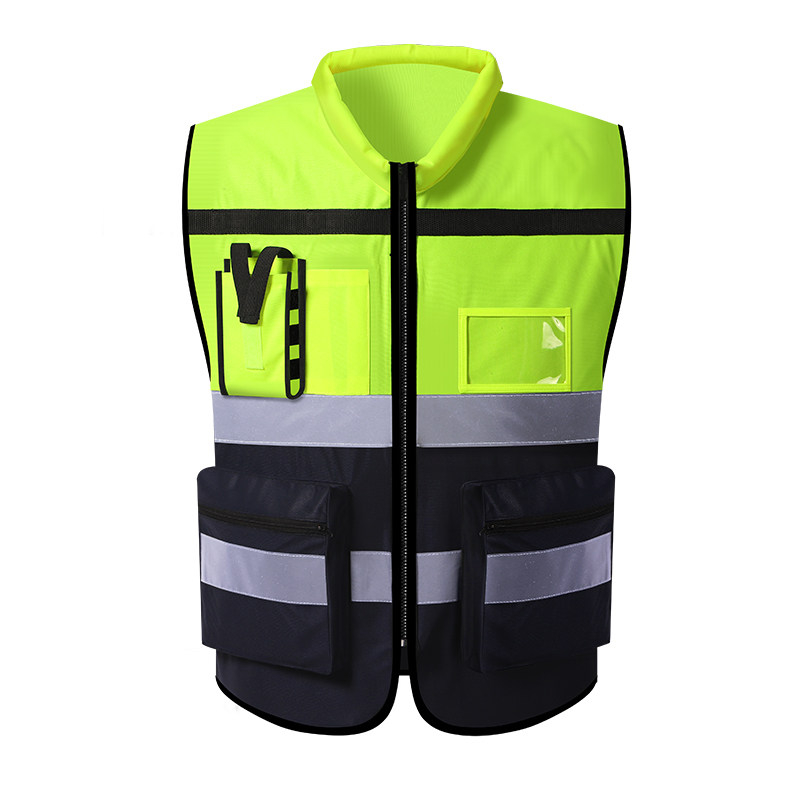 High Visibility Reflective Vest Zipper Front Safety Vest With ...