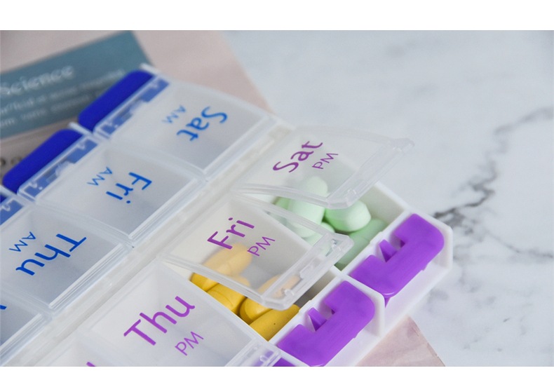 Weekly (7-Day) AM/PM Pill Case, Medicine Planner, Vitamin Organizer Box ...