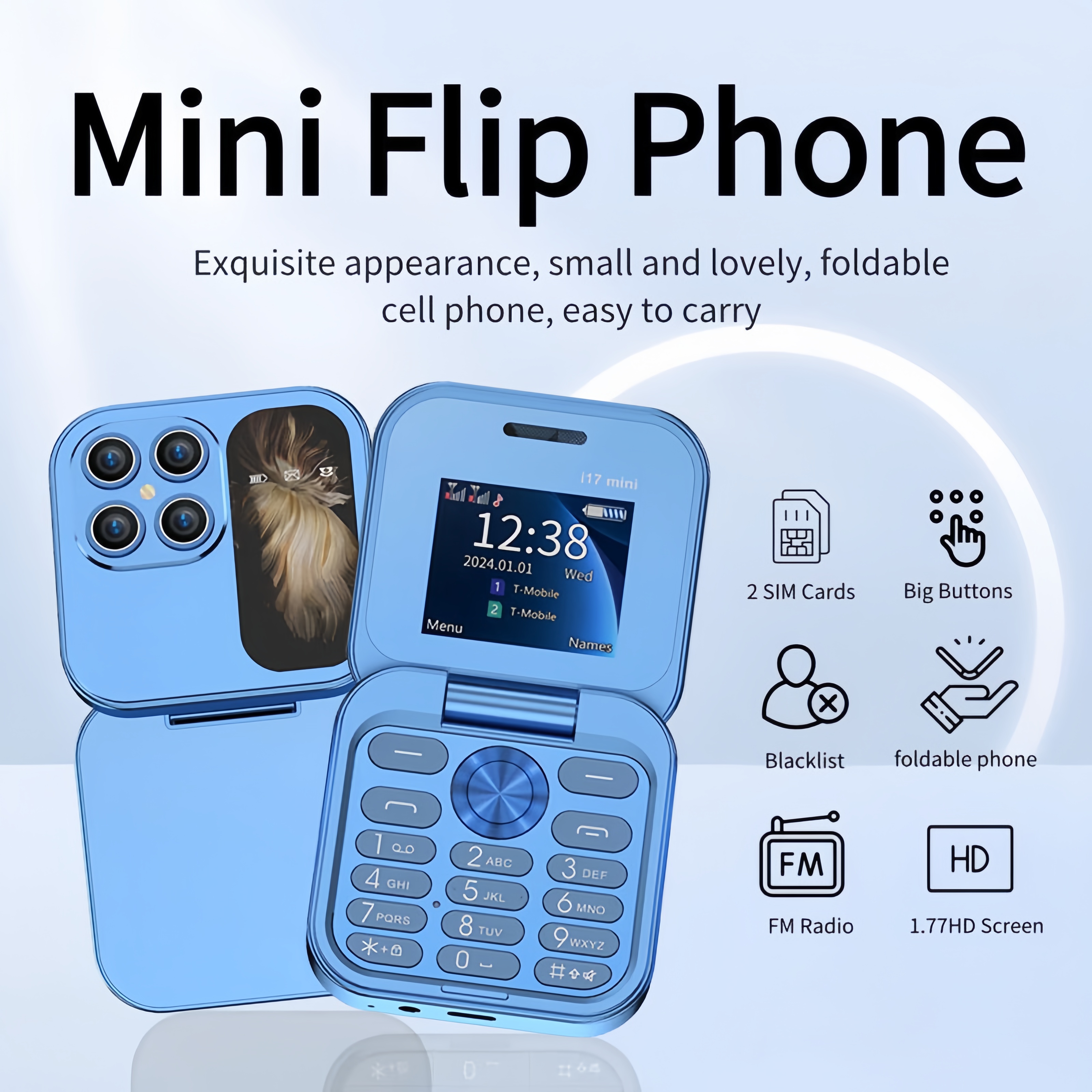 Brand New i17 mini Flip Phone Keypad Cellphone Dual SIM Keypad Phone ...