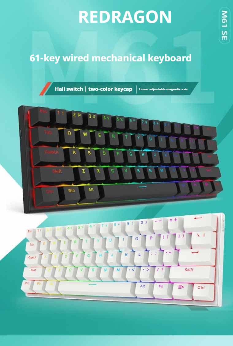 REDRAGON M61 SE wired magnetic axis mechanical keyboard, 8K return rate, RT keyboard, Hall ...