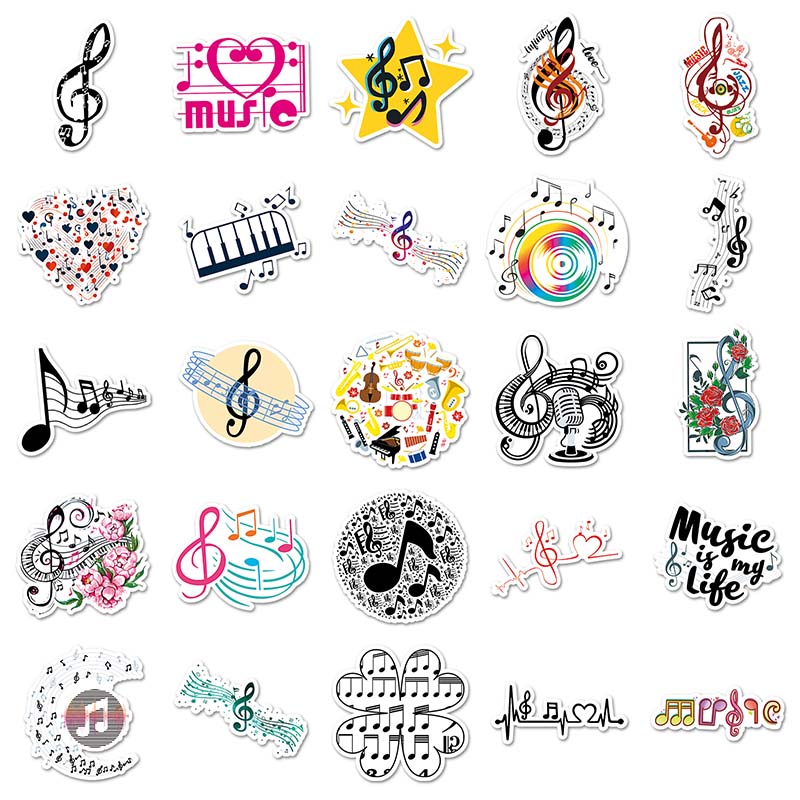 50pcs Musical Note Graffiti Stickers for DIY Scrapbooking Phone Car ...