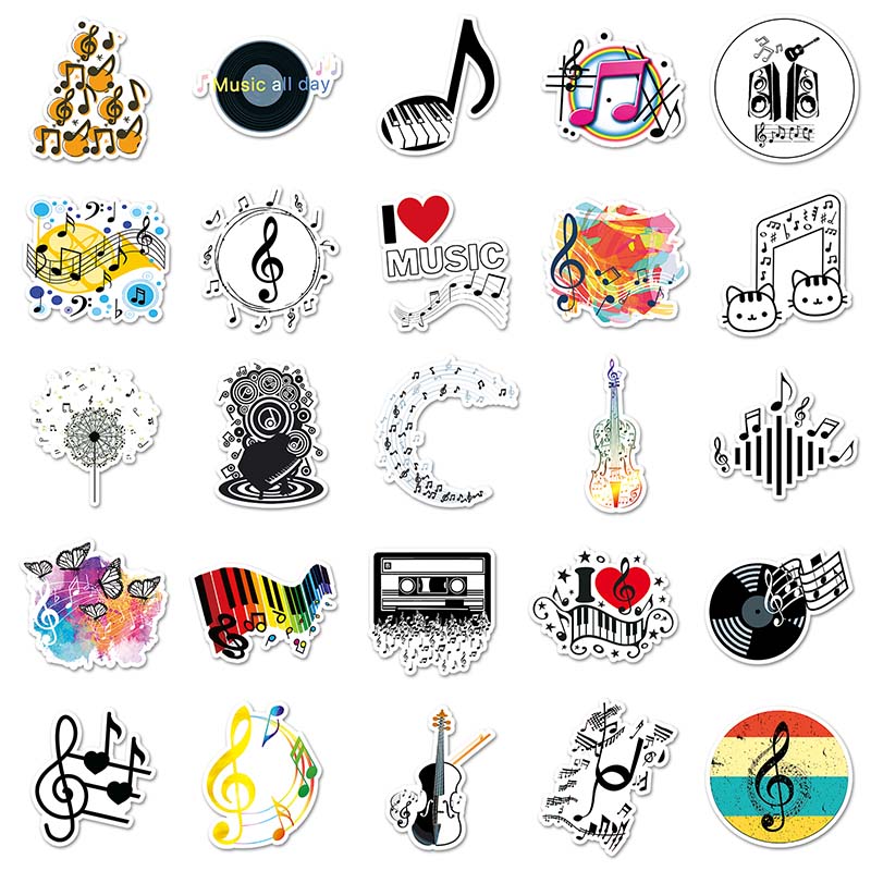 50pcs Musical Note Graffiti Stickers for DIY Scrapbooking Phone Car ...