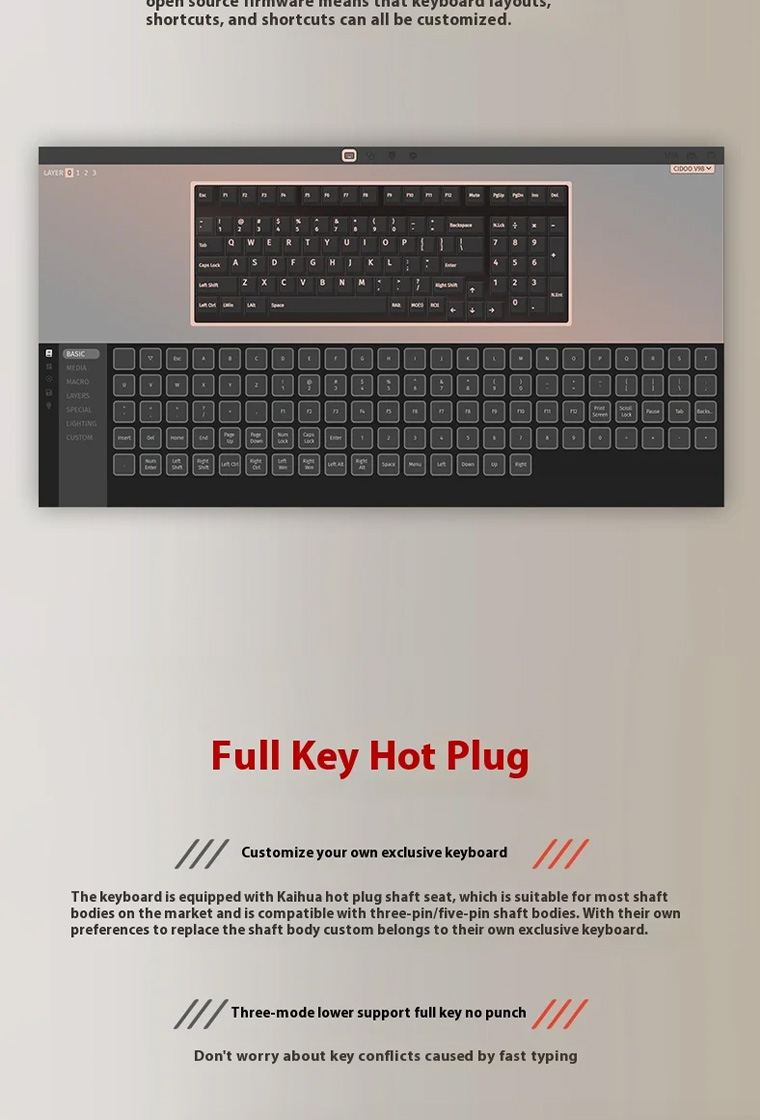 Cidoo V98 mechanical keyboard customized VIA aluminum lump RGB wireless ...