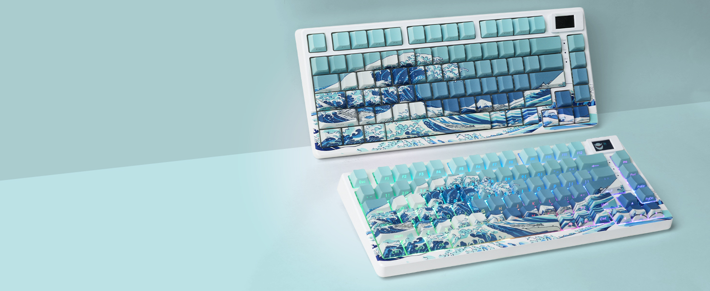 131 Keys Kanagawa Side-printed Keycaps Cherry Profile Surfing PBT ...