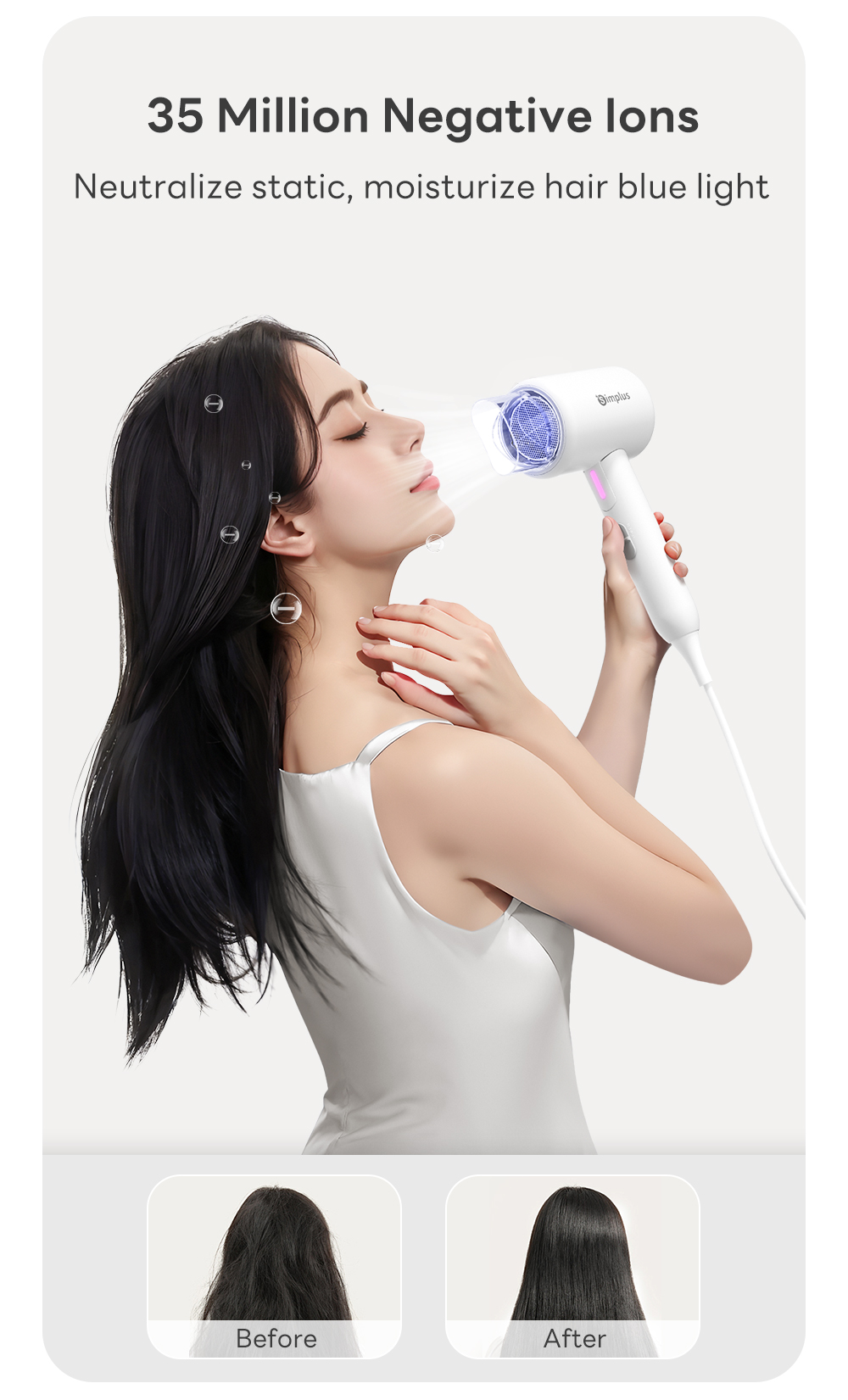 Simplus Hair Dryer Hair Blower Ionic Hair Care Foldable Design 3 ...