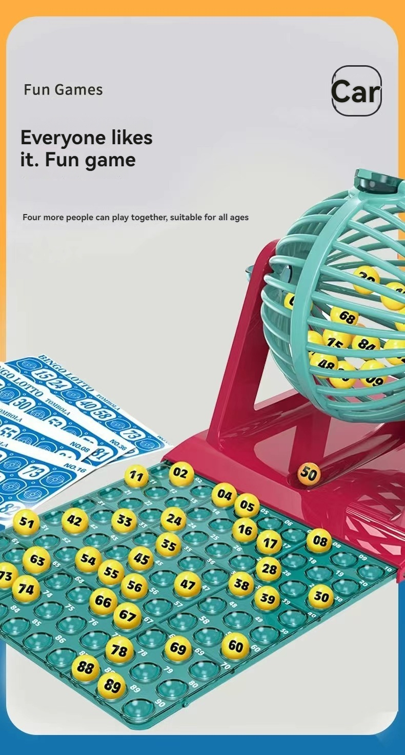 Bingo Game Set Bingo Lotto Lottery Family Cage Balls Cards Counters ...