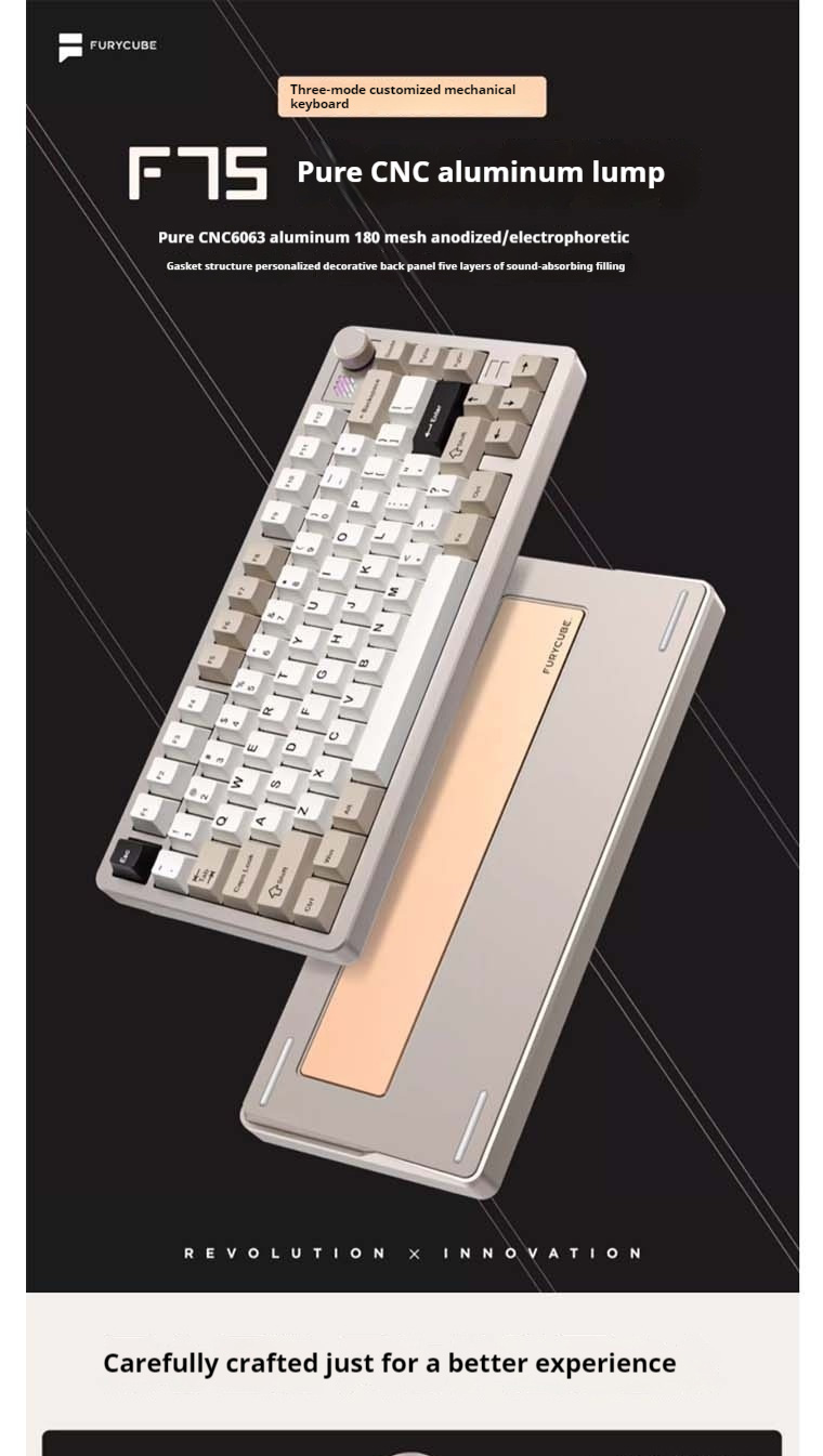 FURYCUBE F75 Three mode wireless Mechanical keyboard Aluminum Gasket ...