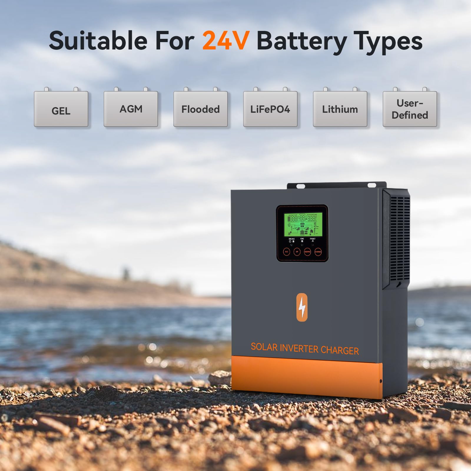PowMr Mppt 1.5KW 24V OFF Grid Hybrid Solar Inverter Built-in 80A MPPT ...