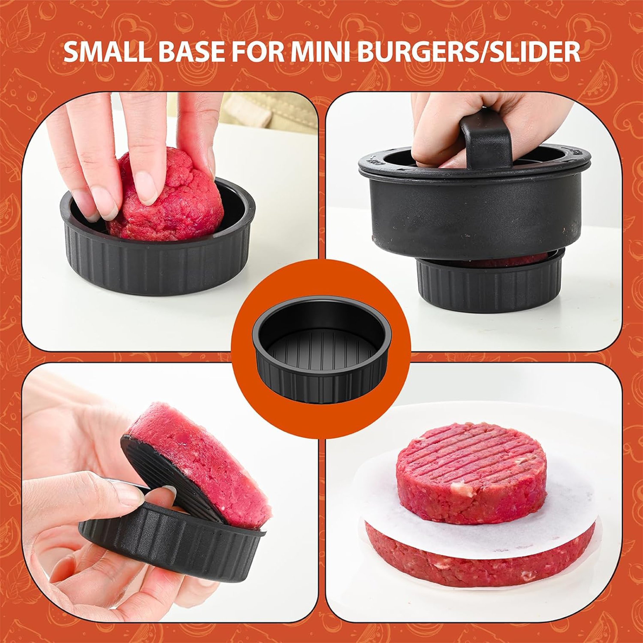 2 Sizes Black hamburger pie round mold patty press plate barbecue steak ...