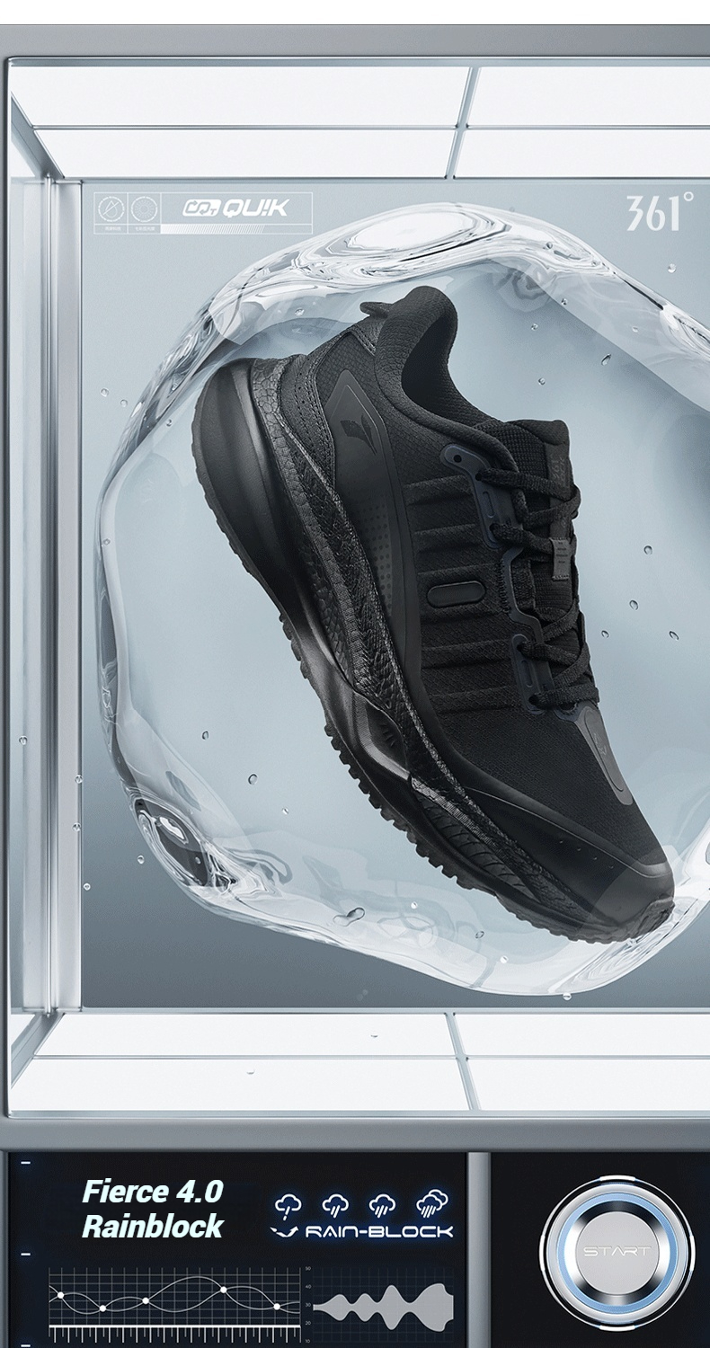 361 Degrees Fierce 4.0 Rainblock Men Running Shoes Waterproof ...