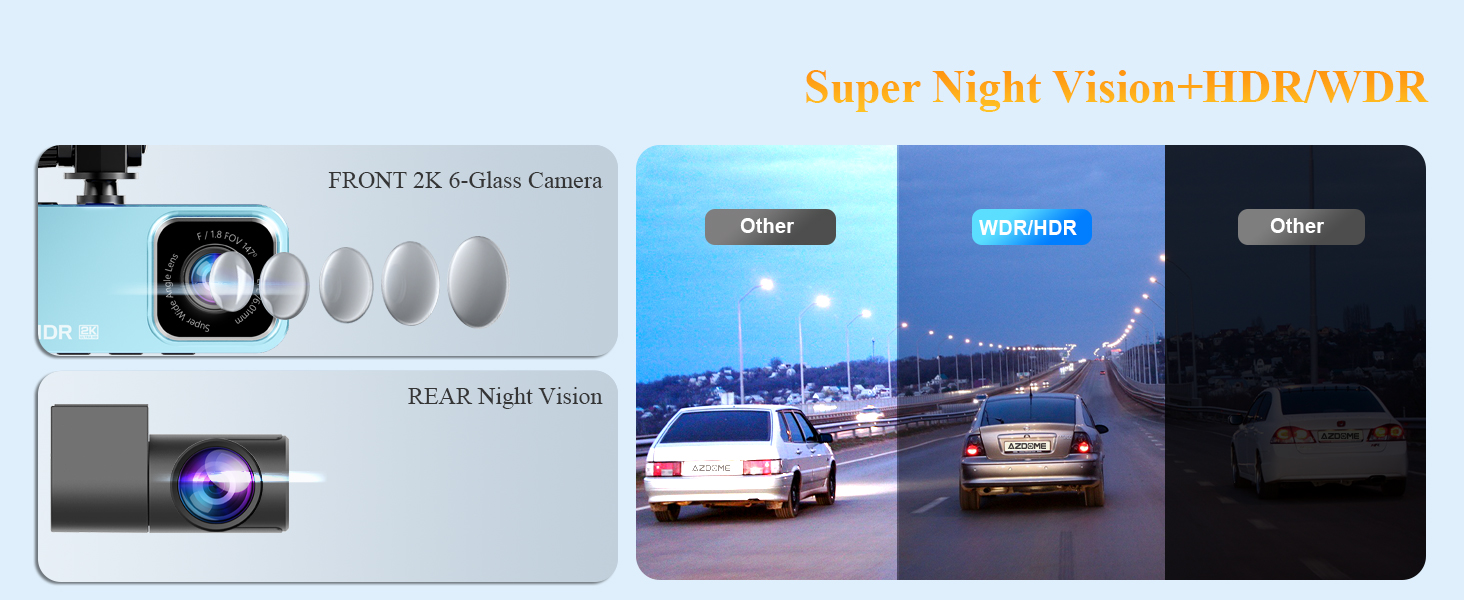 Asawin A4M Ultra HD 2K Dashcam Wifi Car Camera ADAS 2 Channel Front ...