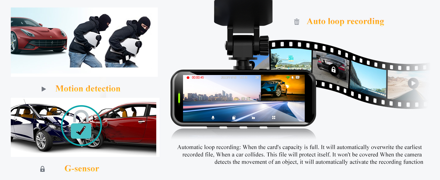 Asawin A4M Ultra HD 2K Dashcam Wifi Car Camera ADAS 2 Channel Front ...