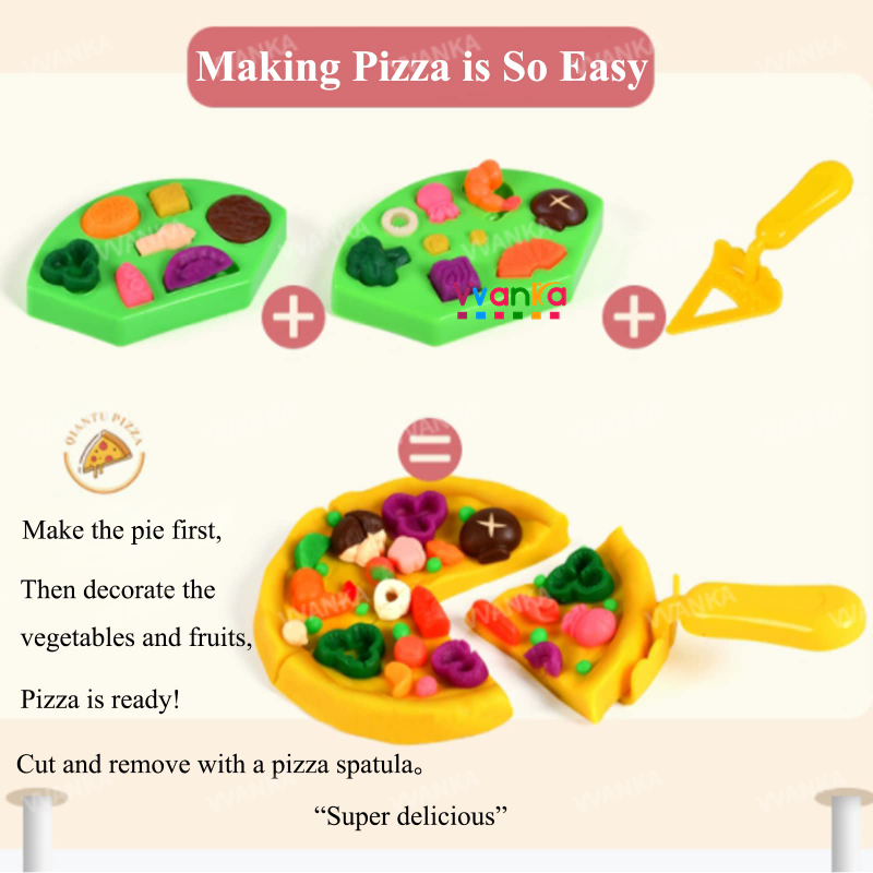 Color Clay Toy Kitchen Creations Waffle Pizza Burger Maker Pretend Chef ...