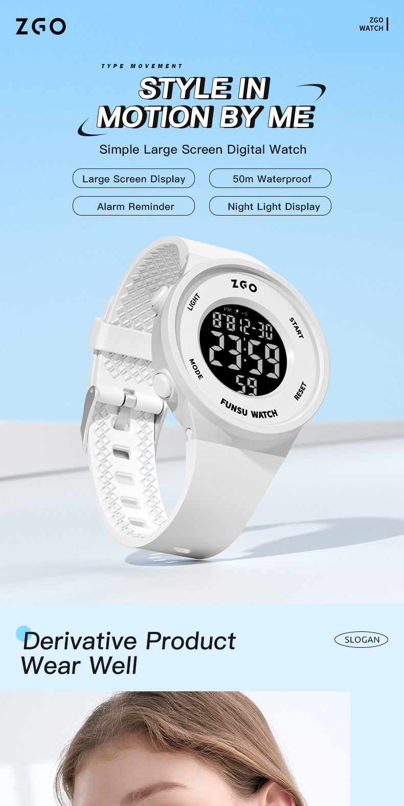 ZGO Watch For Men Woman 50M Waterproof Chronograph Student School ...