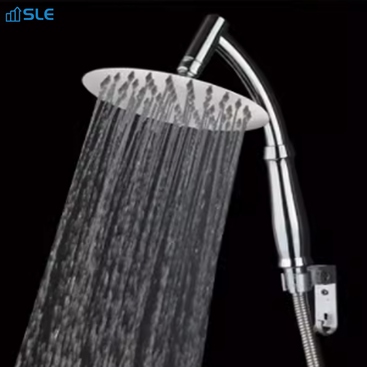 Water Rains Shower Head Extension Arm Bathroom Large Square ABS Chrome ...