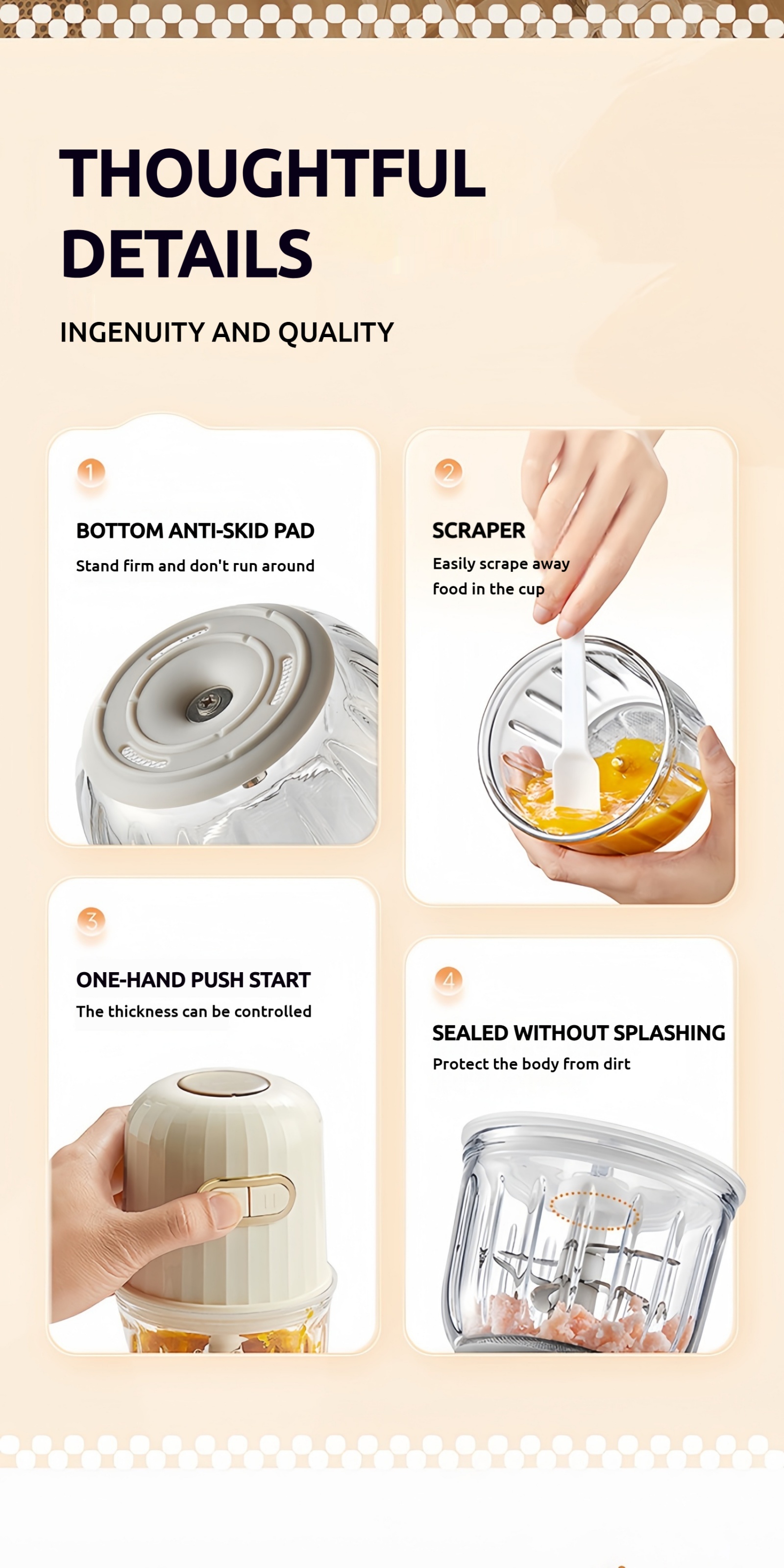 Bear Electric Food Processor Blender for Baby Food Mini Chopper Garlic ...