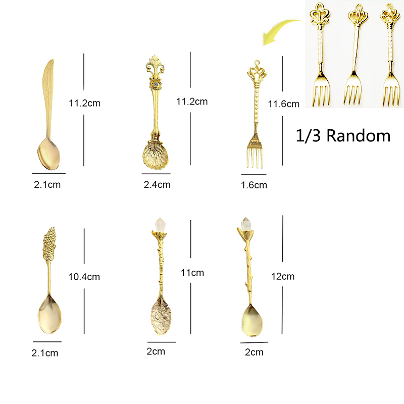 6Pcs/Set Vintage Carved Coffee Spoon Teaspoon Retro Zinc Alloy Dessert ...
