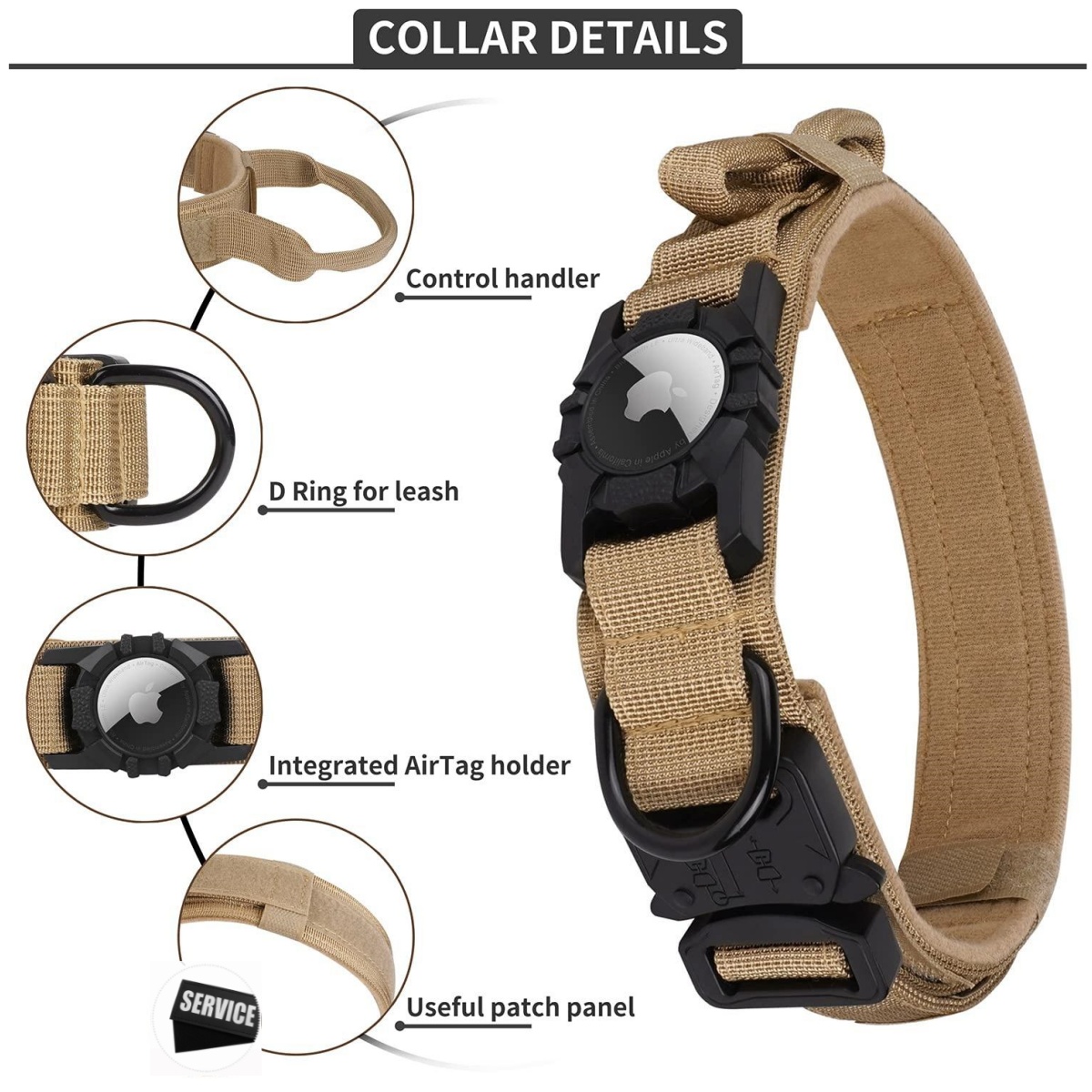 Adjustable Nylon AirTag Holder Dog Collar Metal Buckle Pet Tactical ...