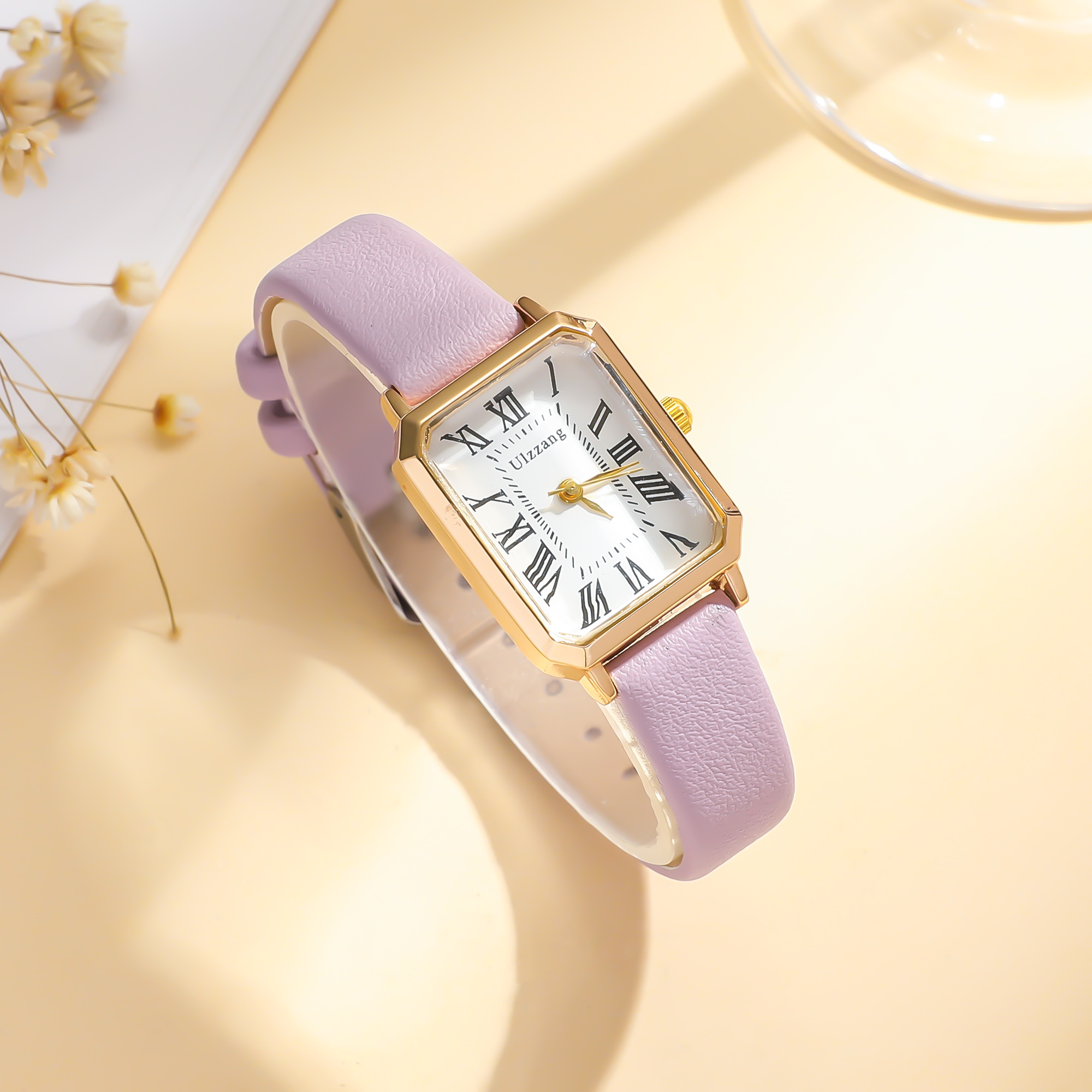 Chic Small Square Women's Watch: High-Grade Leather with Vintage Charm & Quartz Precision ...