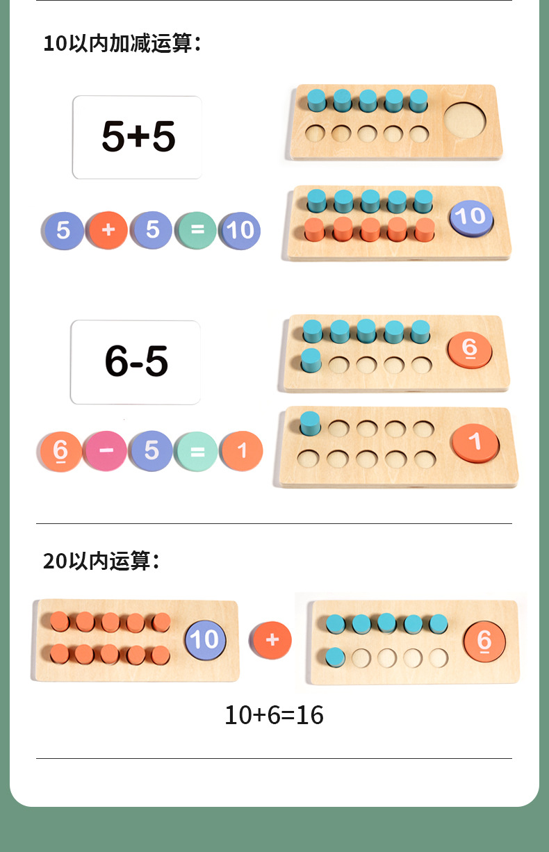 Montessori Ten Frame with Wooden Counting Pegs - Early Math Learning ...