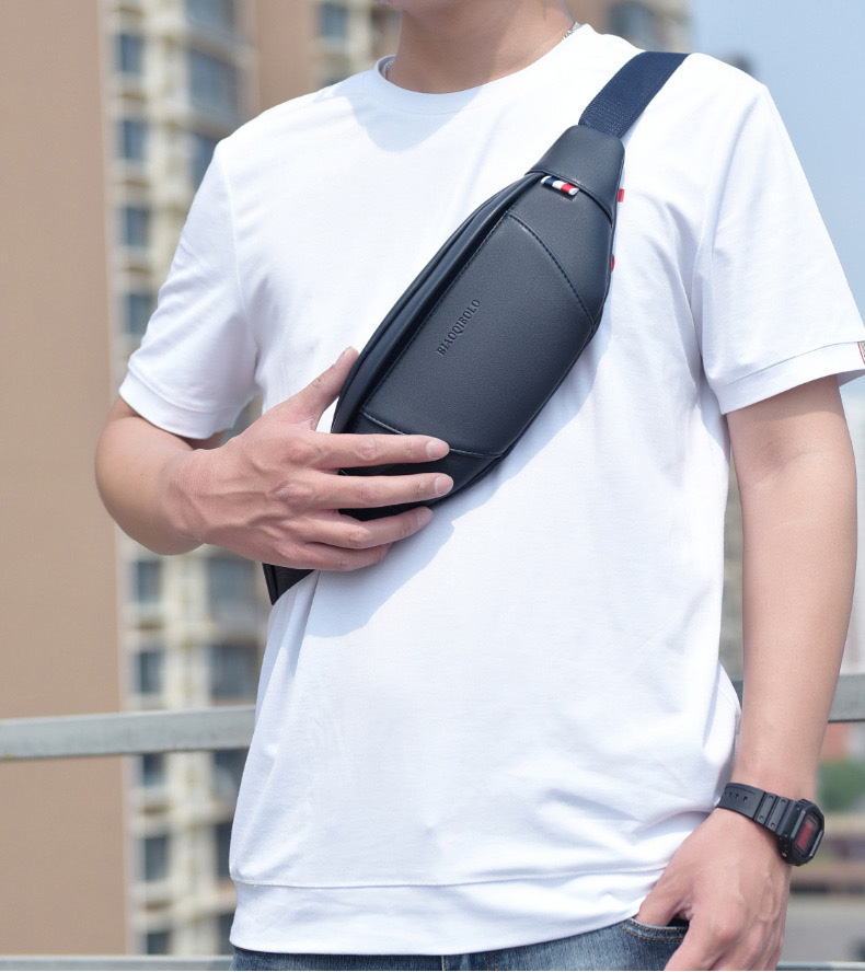 Men's Waist Bag Chest Bag Fashion Trend Men leather crossbody Bag ...