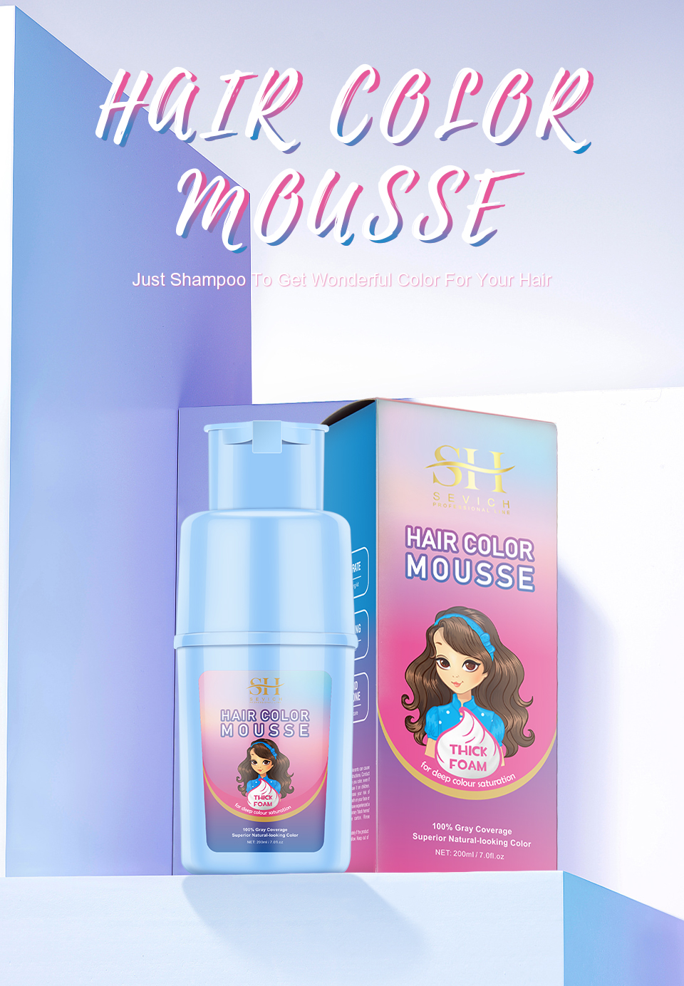SEVICH Hair Color Mousse Color Change Shampoo Natural Hair Dye Mousse ...
