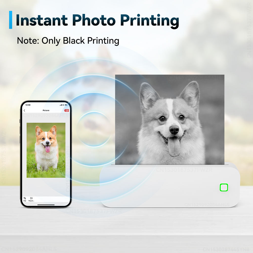 D210 Portable Thermal Printer A4 Paper Photo Printer Wireless Bluetooth ...