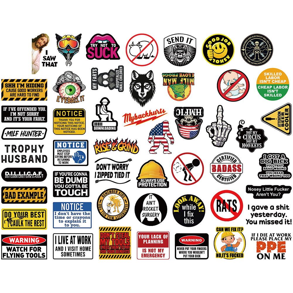 [Large Sticker]100pcs Safety Hat Stickers Safety First Slogan Warning ...