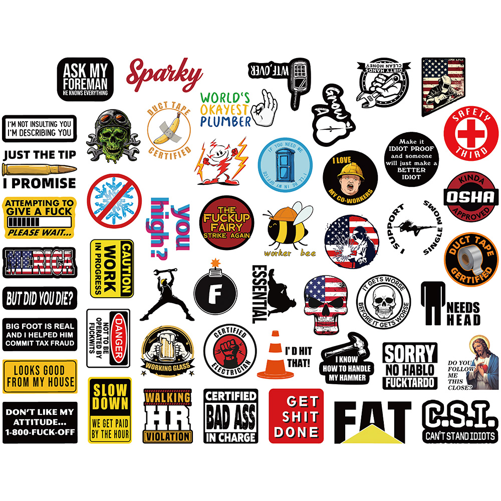 [Large Sticker]100pcs Safety Hat Stickers Safety First Slogan Warning ...