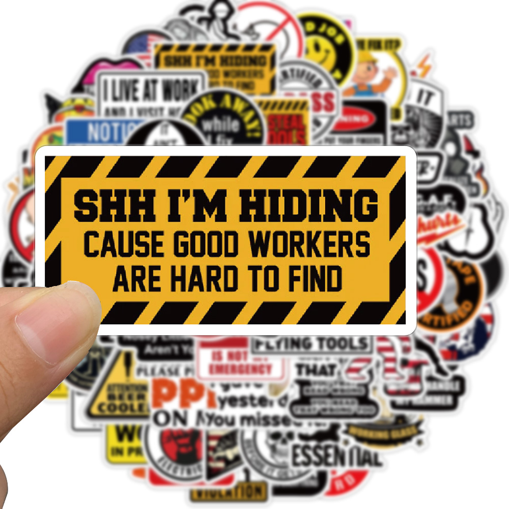 [Large Sticker]100pcs Safety Hat Stickers Safety First Slogan Warning ...