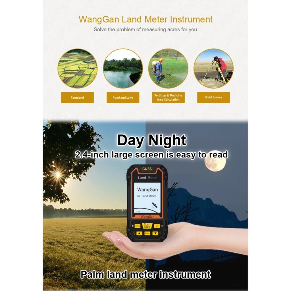 WangGan S1 Portable GPS Land Measuring Meter Mountain Measurement 2.4 ...
