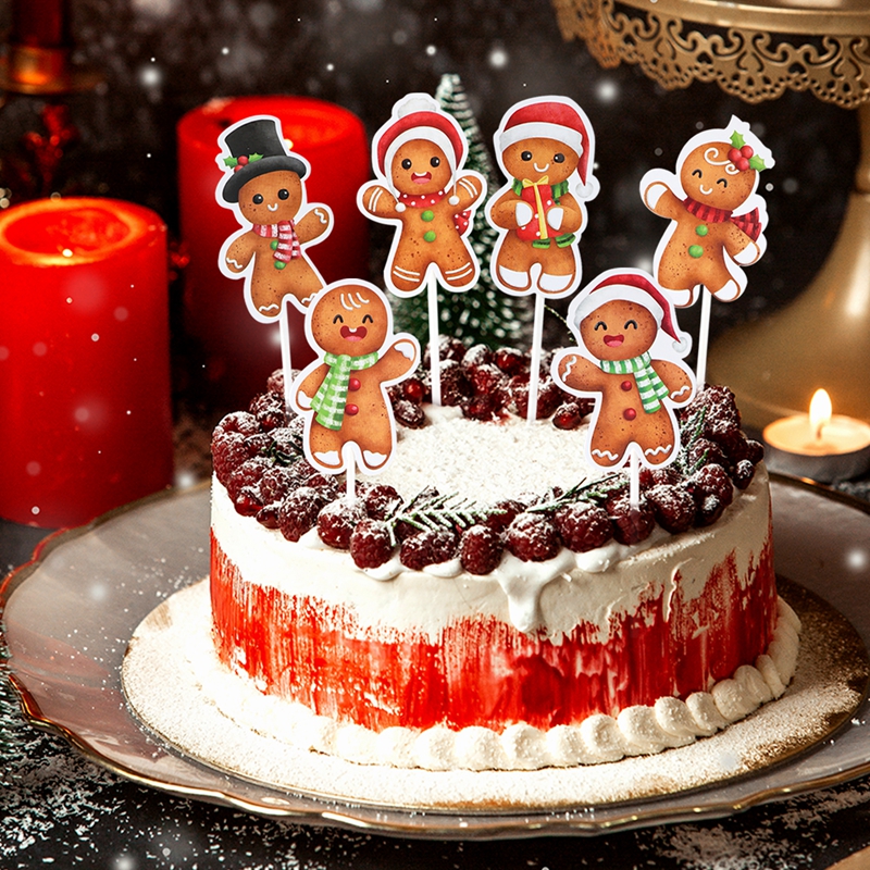16pcs Gingerbread Man Cake Topper Different Expressions Christmas ...