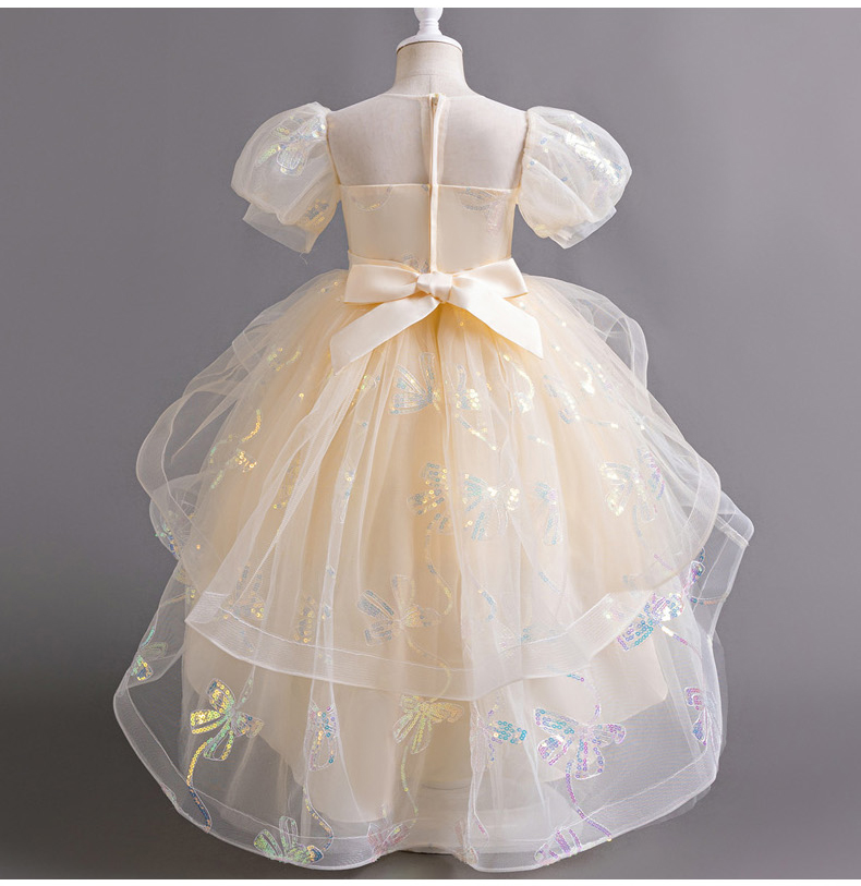 Girls Princess White Dress For Birthday Party Sequins Pageant Gown ...