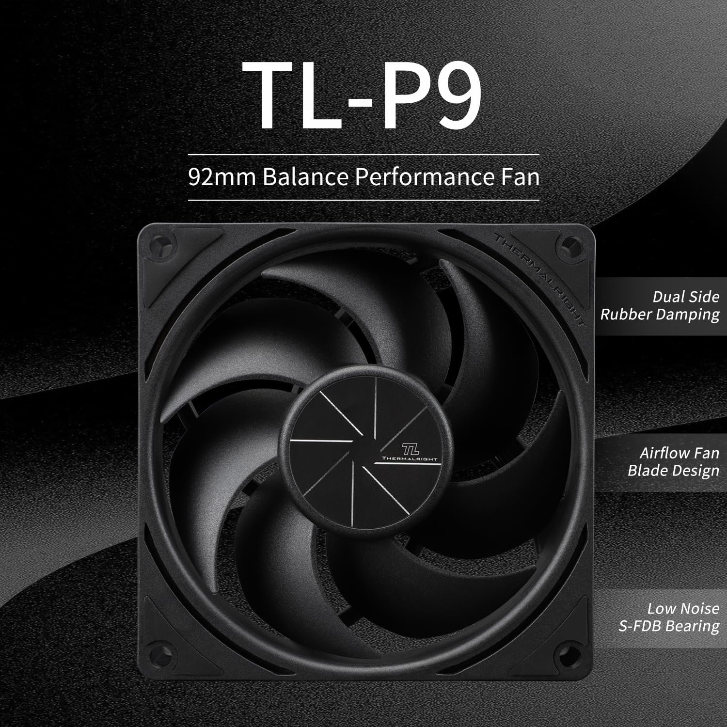 Thermalright TL-P9 Black 92mm CPU Fan Computer Case chassis Fan Quiet 2200RPM Speed 4PIN PWM PC ...