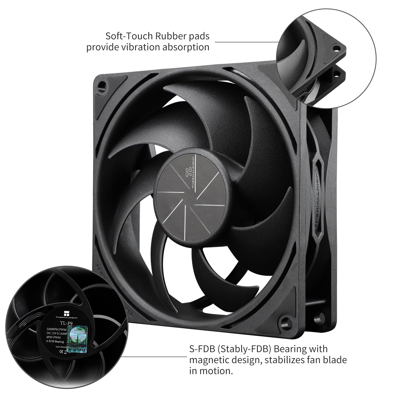 Thermalright TL-P9 Black 92mm CPU Fan Computer Case chassis Fan Quiet ...
