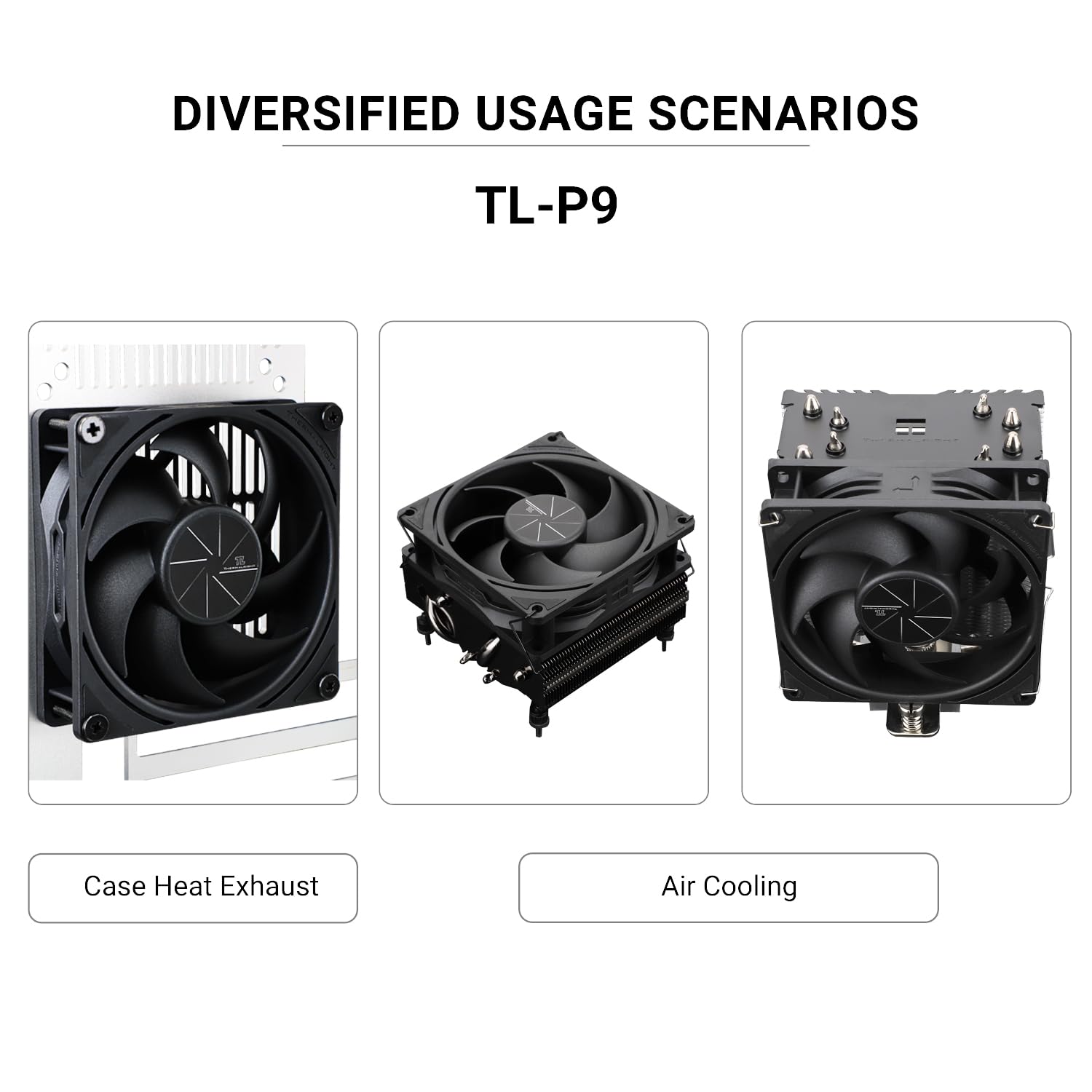 Thermalright TL-P9 Black 92mm CPU Fan Computer Case chassis Fan Quiet 2200RPM Speed 4PIN PWM PC ...