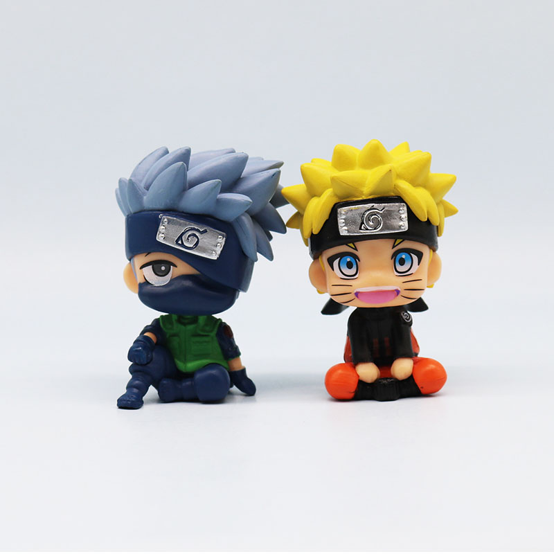 4 Styles 9cm Naruto Anime Character Figure Model Kawaii Sitting Cartoon ...