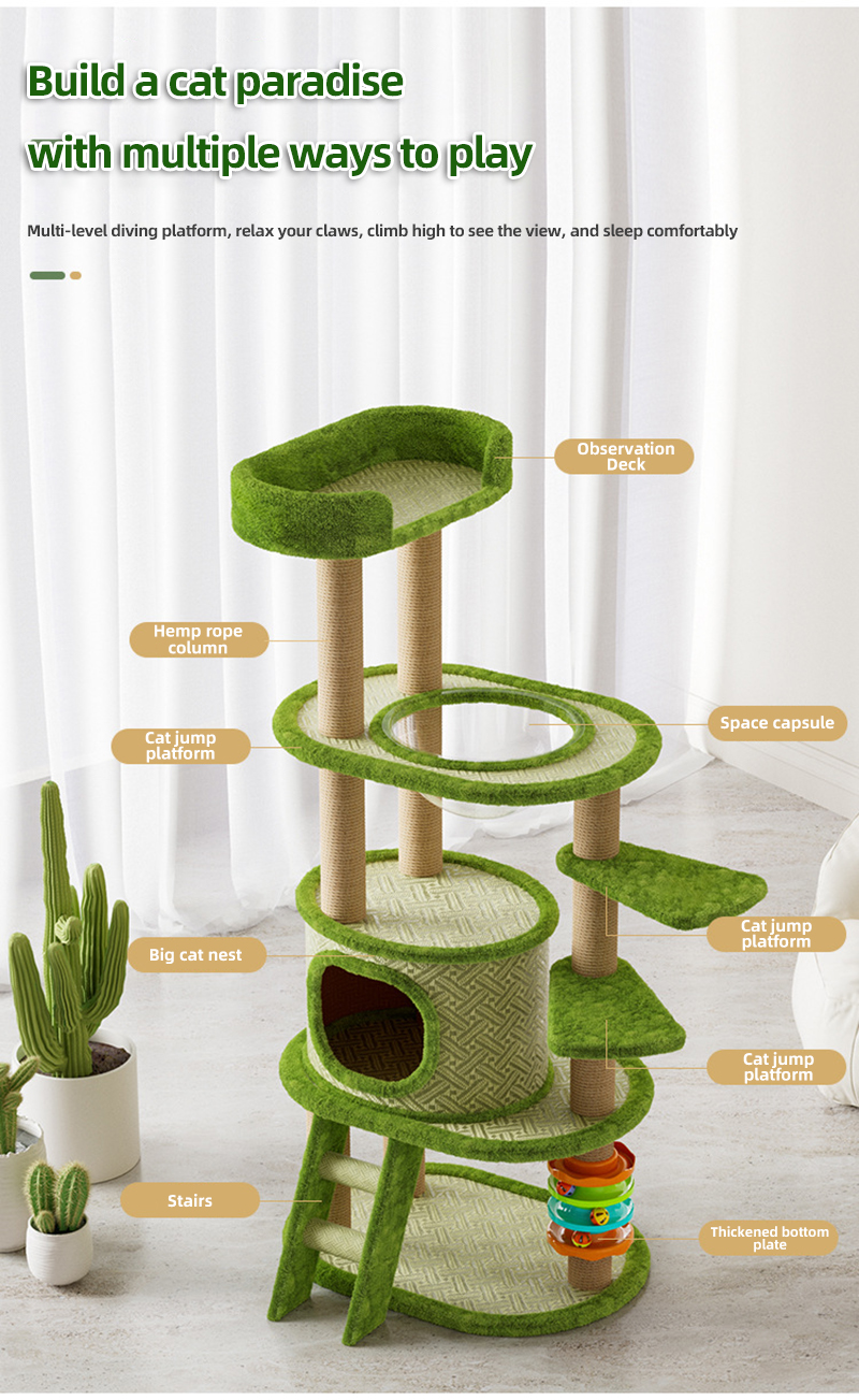 Rattan Mat Cat Tree Tower Summer Cool Cat Climbing Frame Large Cat ...