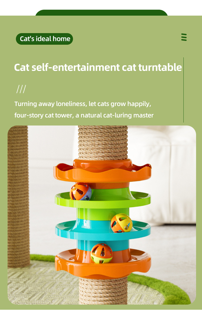 Rattan Mat Cat Tree Tower Summer Cool Cat Climbing Frame Large Cat ...