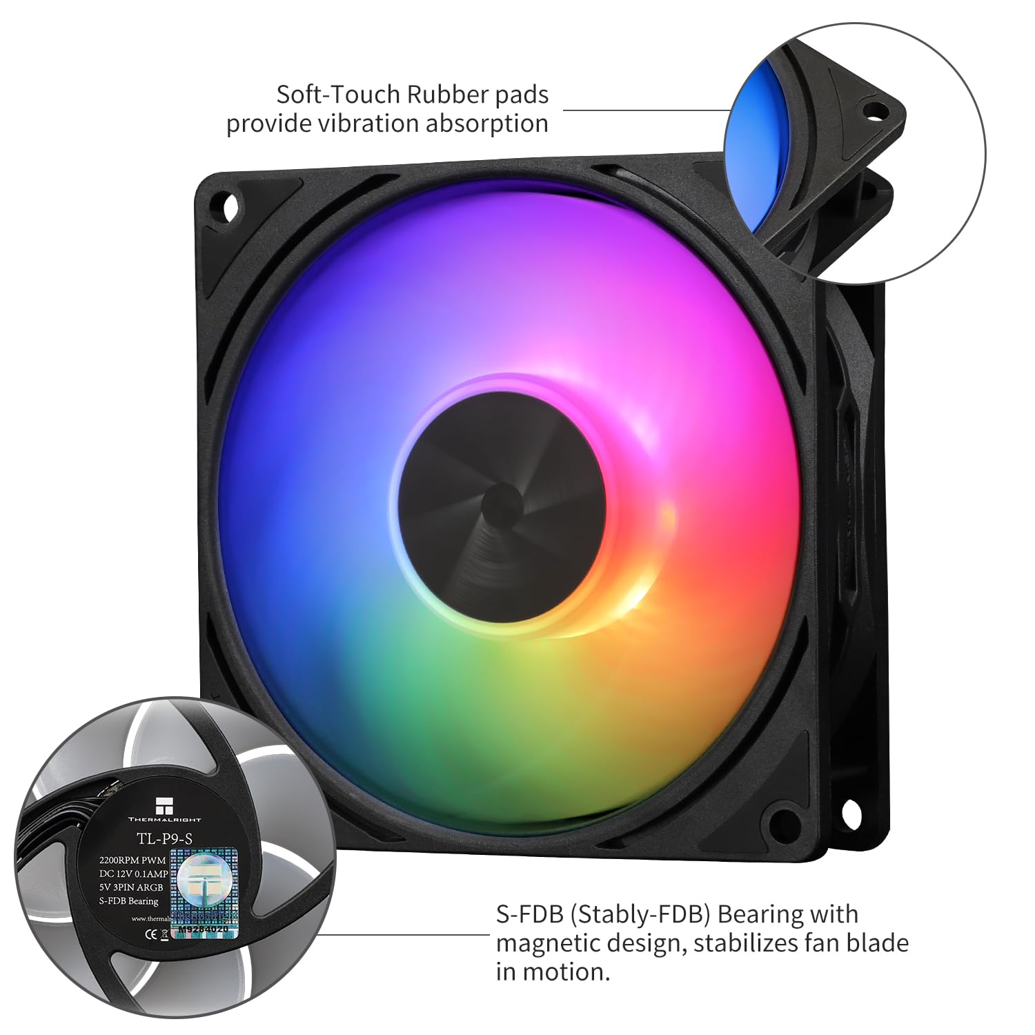 Thermalright TL-P9 Black 92mm CPU Fan Computer Case chassis Fan Quiet 2200RPM Speed 4PIN PWM PC ...
