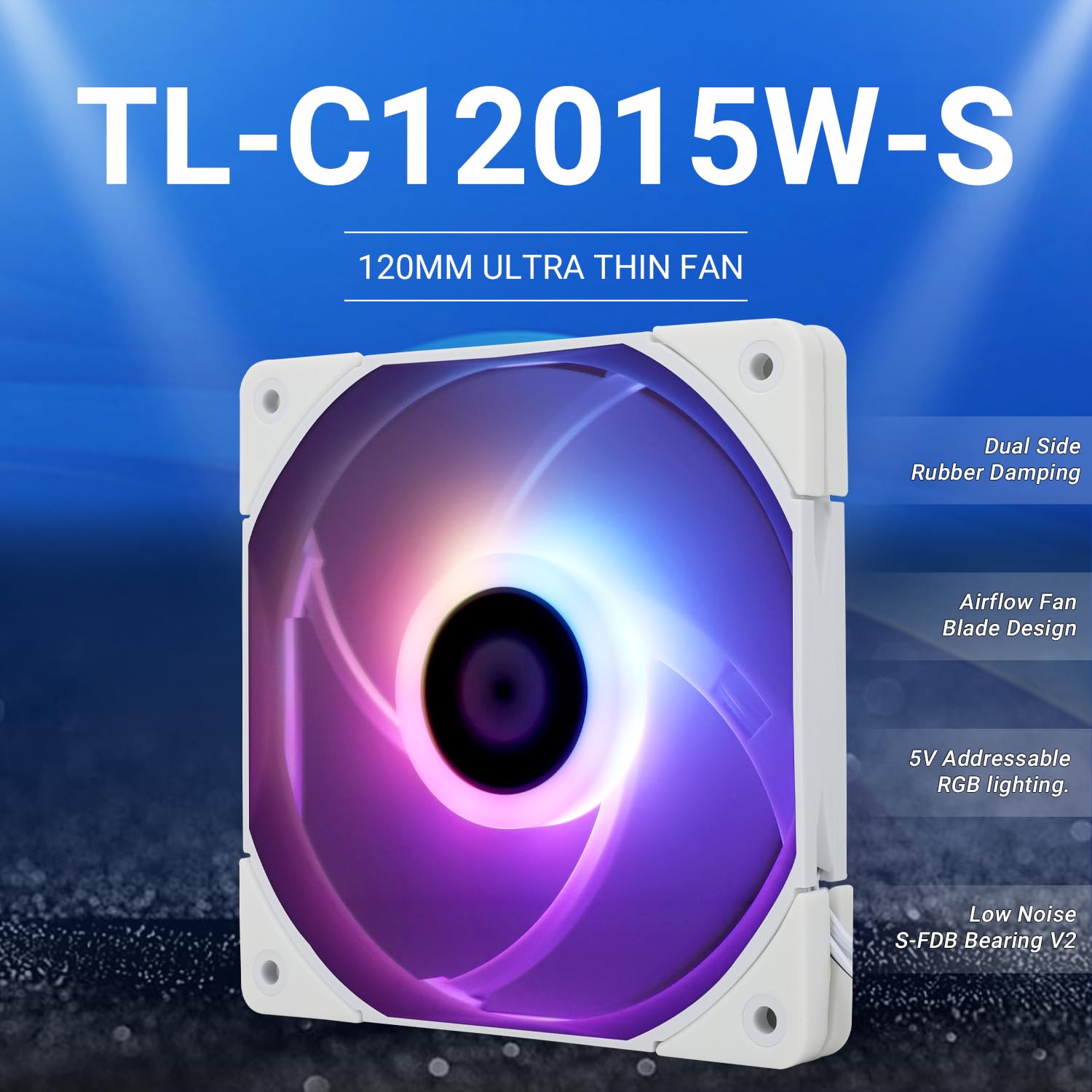Thermalright TL-C12015W-S White ARGB CPU Fan 120mm Case Fan Quiet PWM Computer Fan ARGB 15mm ...