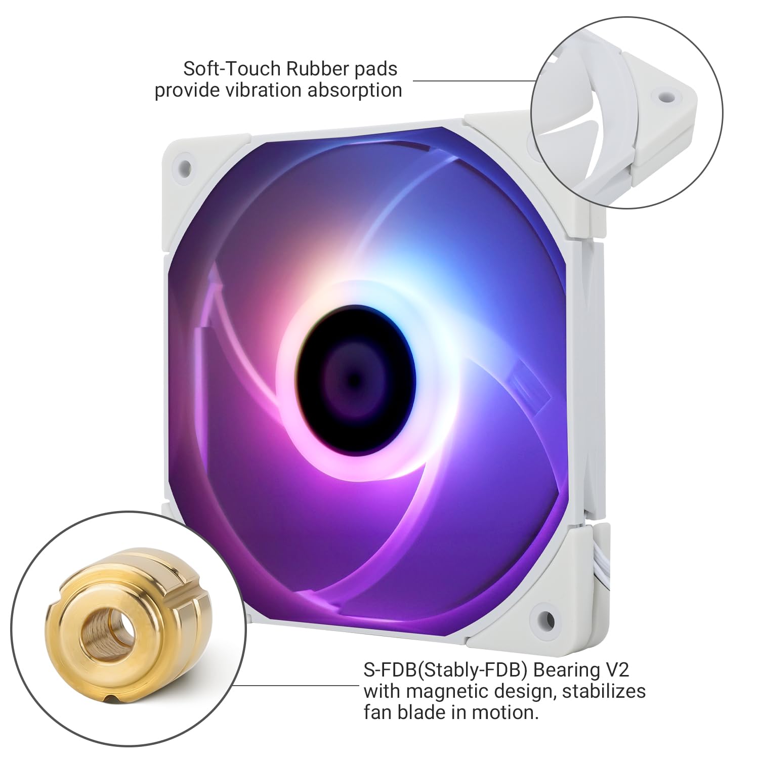 Thermalright TL-C12015W-S White ARGB CPU Fan 120mm Case Fan Quiet PWM Computer Fan ARGB 15mm ...